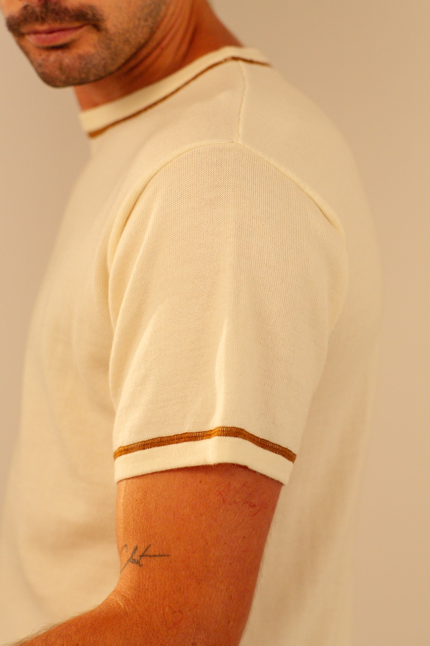 S/S T-Shirt In Creme Merino Wool | CHARLTON